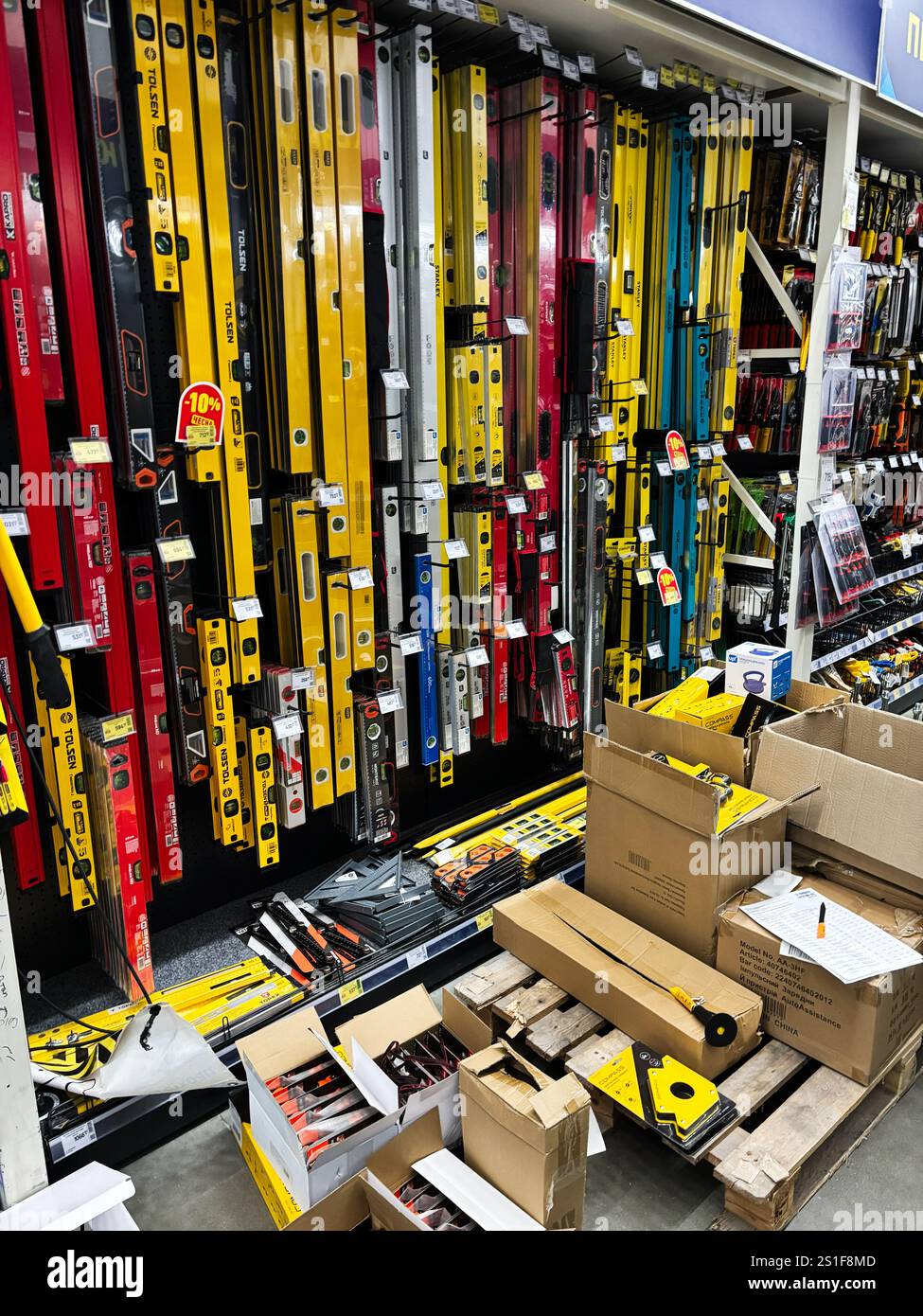 Kyiv, Ukraine - January 03, 2025: Various colorful measuring tools are ...