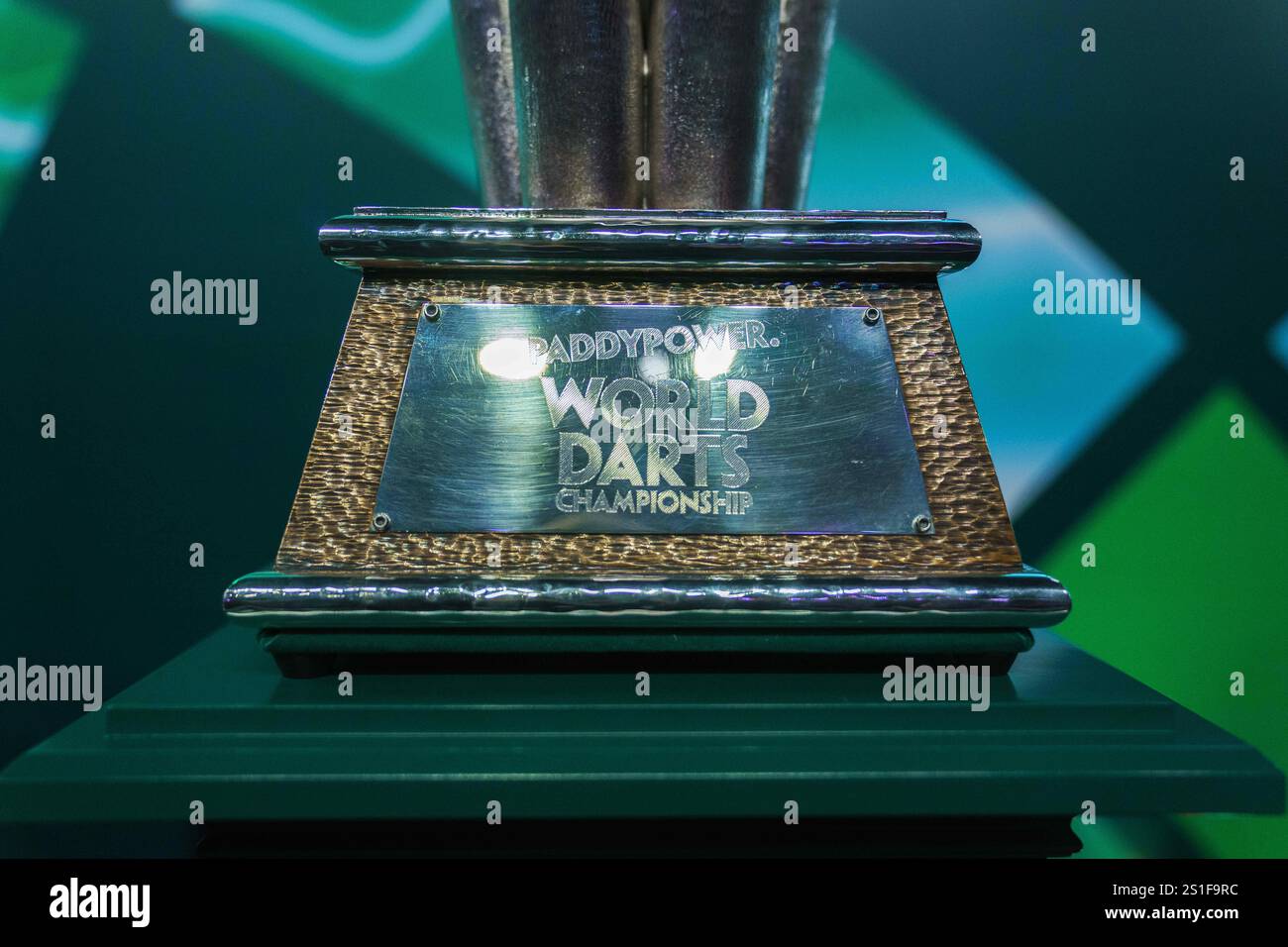 London, UK. 03rd Jan, 2025. The World Darts Championship trophy prior ...