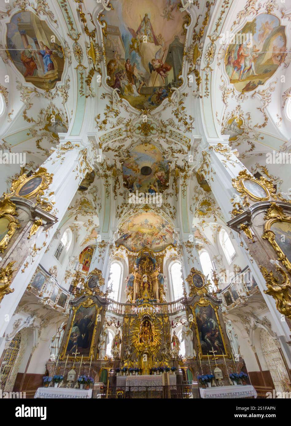 Interior view of the pilgrimage church of Andechs Monastery ...