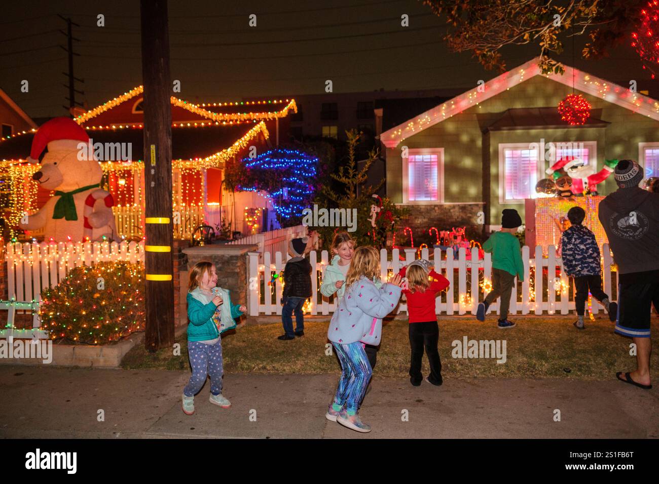 "Candy Cane Lane" - a street famous for its Christmas light displays ...