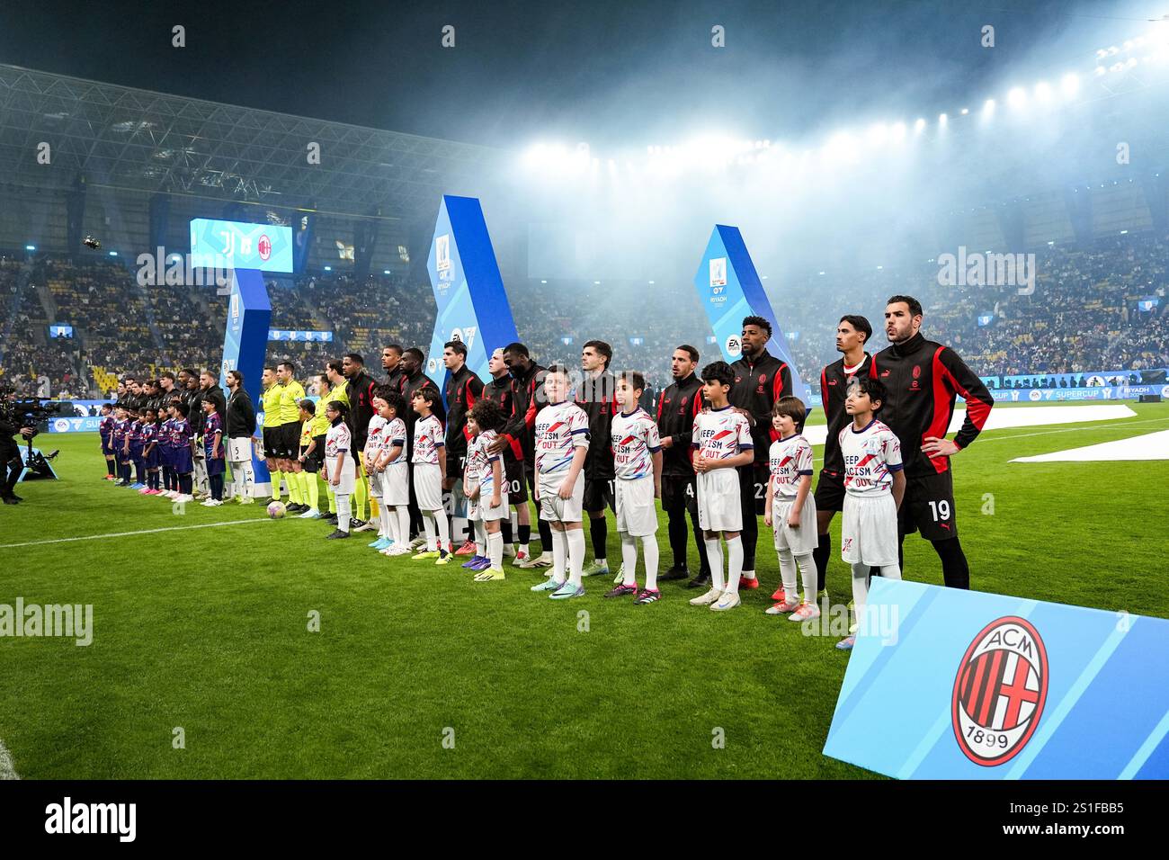 Milan line up before the EA Sports FC italian Supercup 2024/2025 match ...