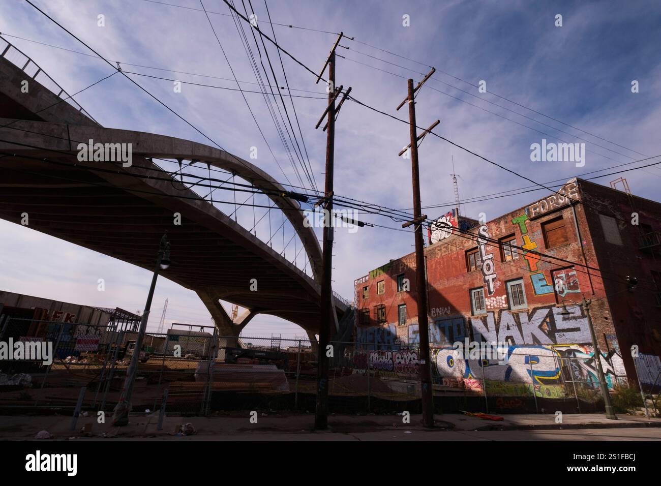 Sixth Street Bridge and its shadow. Los Angeles, California, United ...