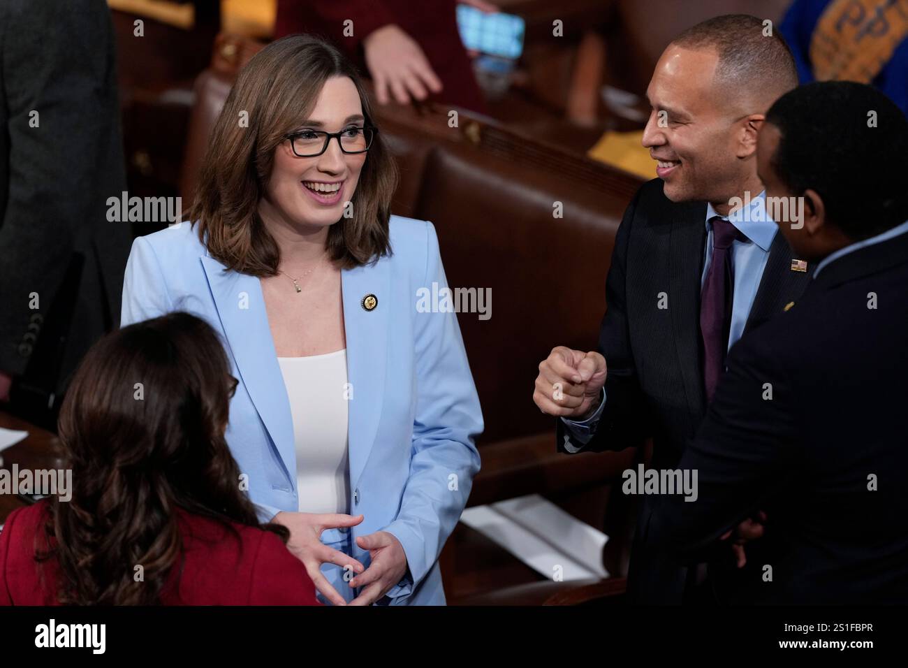 Newly elected Rep. Sarah McBride, D-Del., on the House floor as the ...
