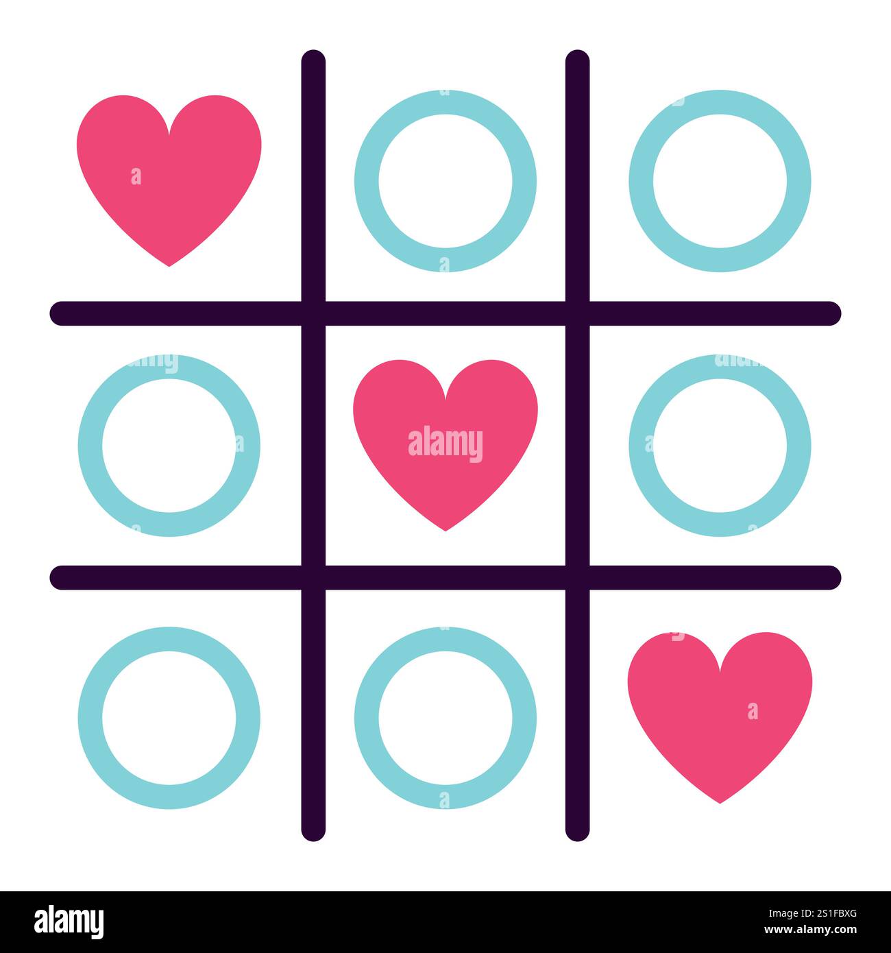 Tic Tac Toe. Valentine's Day. Flat style vector illustration Stock ...