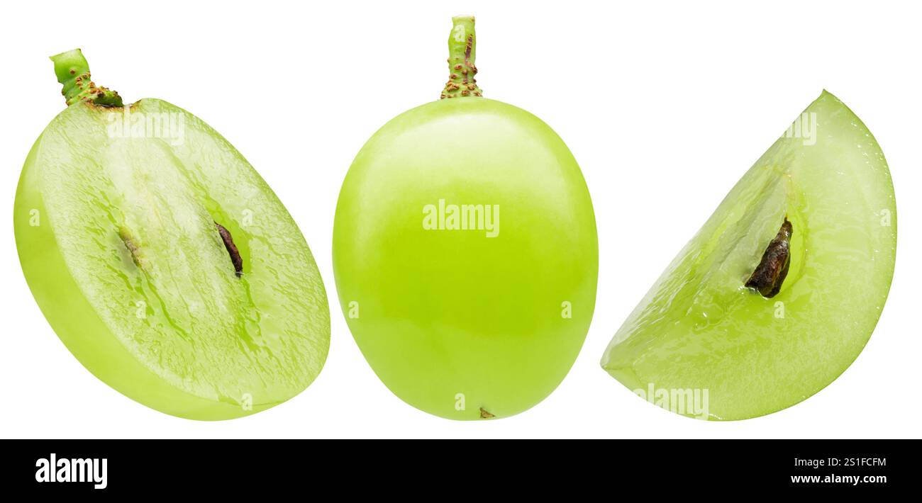 set of single green grapes isolated on a white background Stock Photo ...