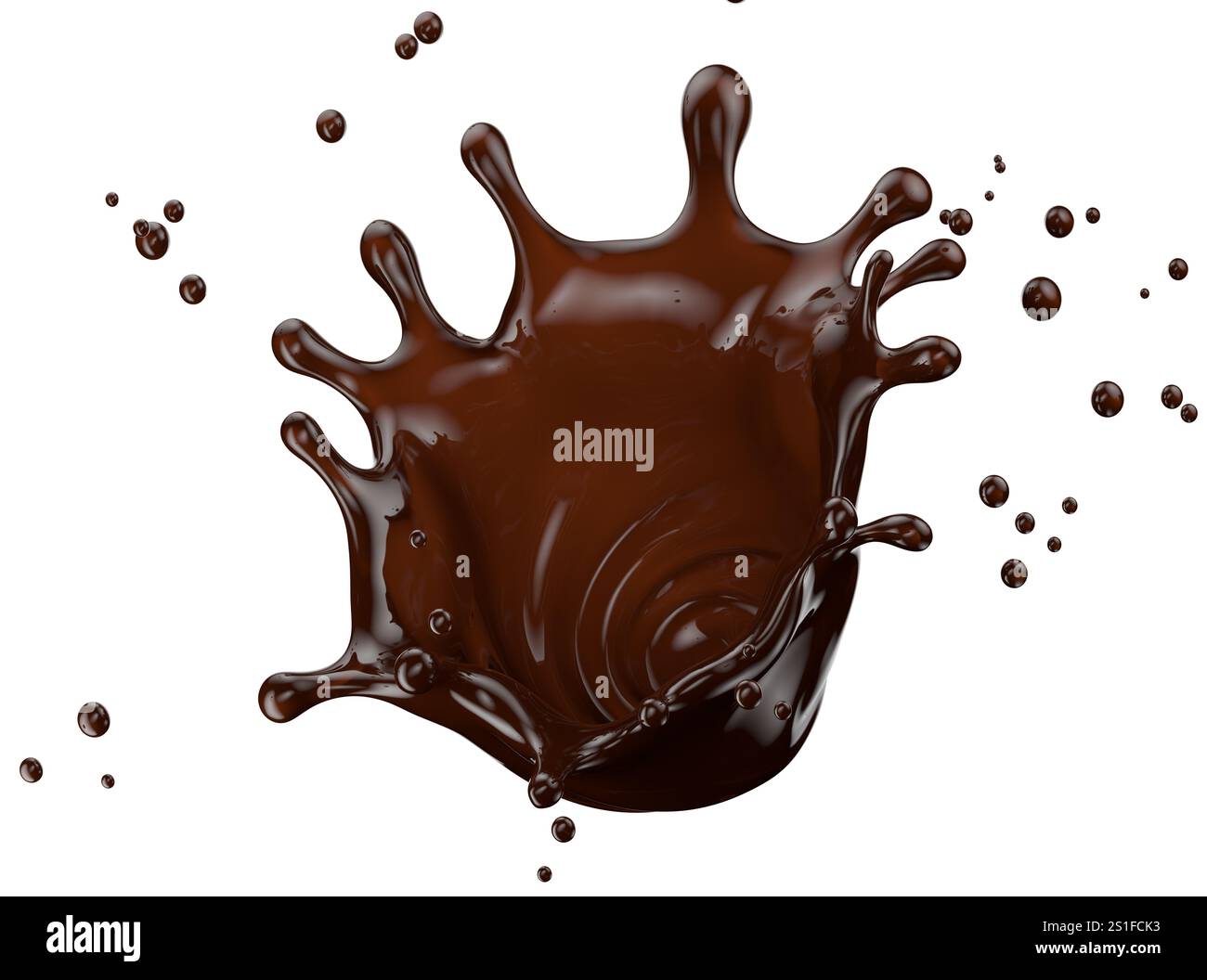 chocolate splash isolated on white background. 3d render Stock Photo ...