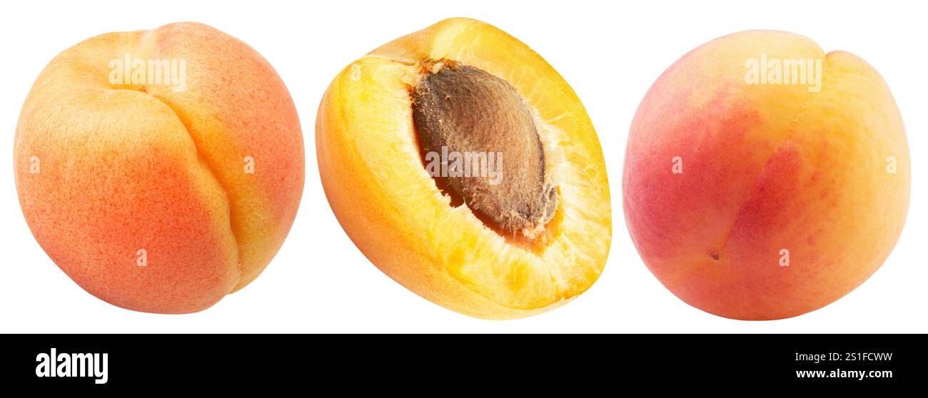 set of peaches isolated on white background Stock Photo - Alamy