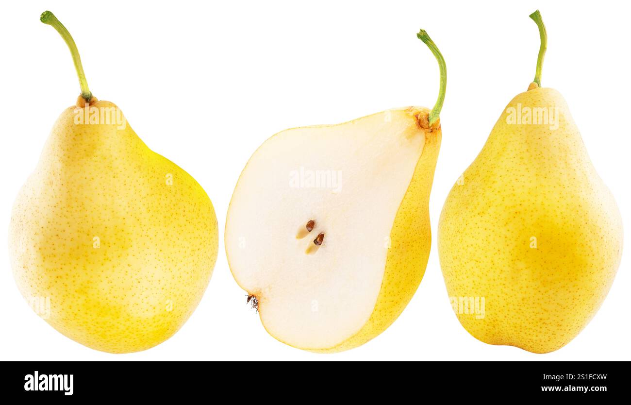 set of yellow pears isolated on white background Stock Photo - Alamy