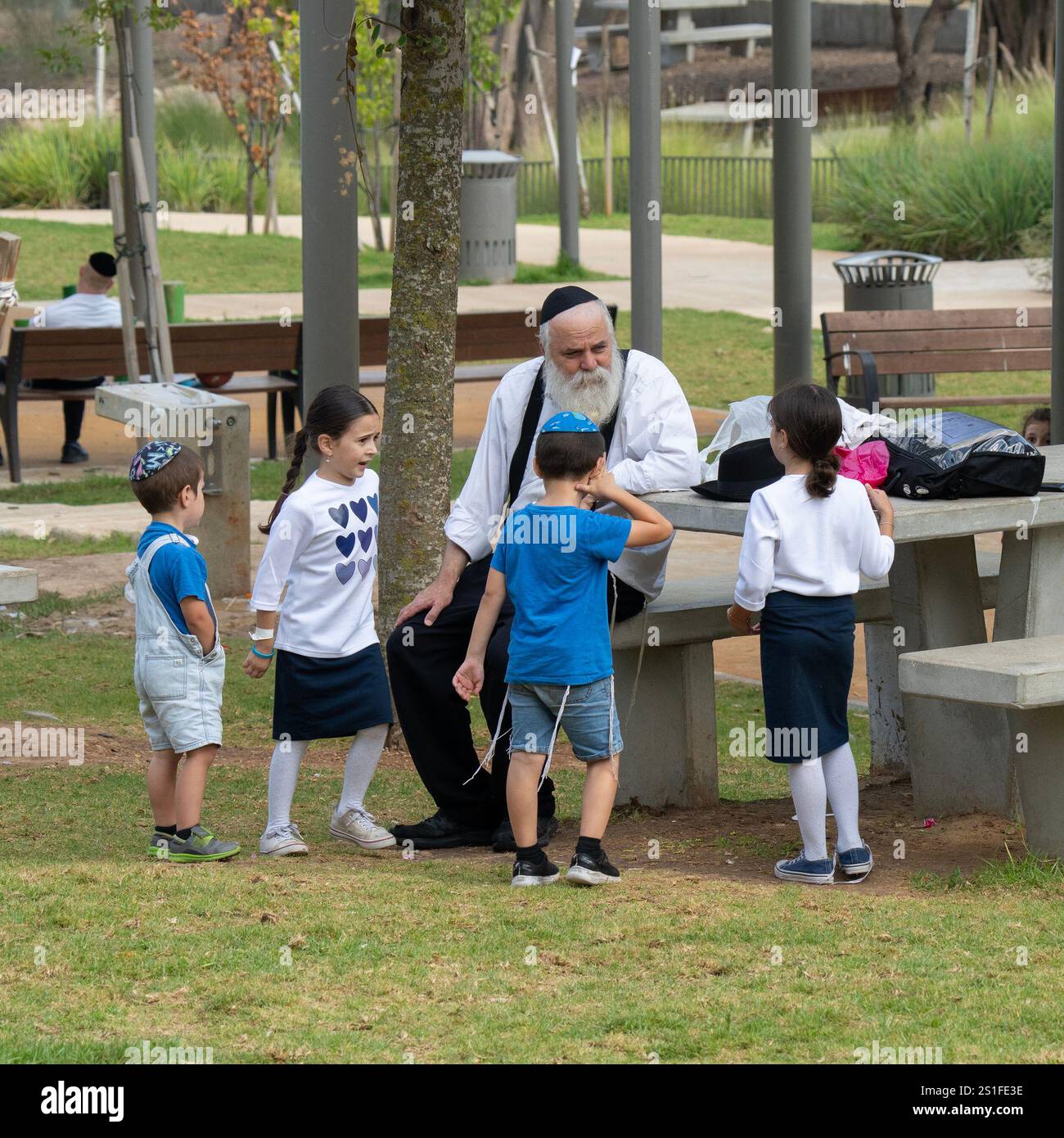 Jerusalem, Israel - August 30th, 2024: A Jewish orthodox grandfather ...