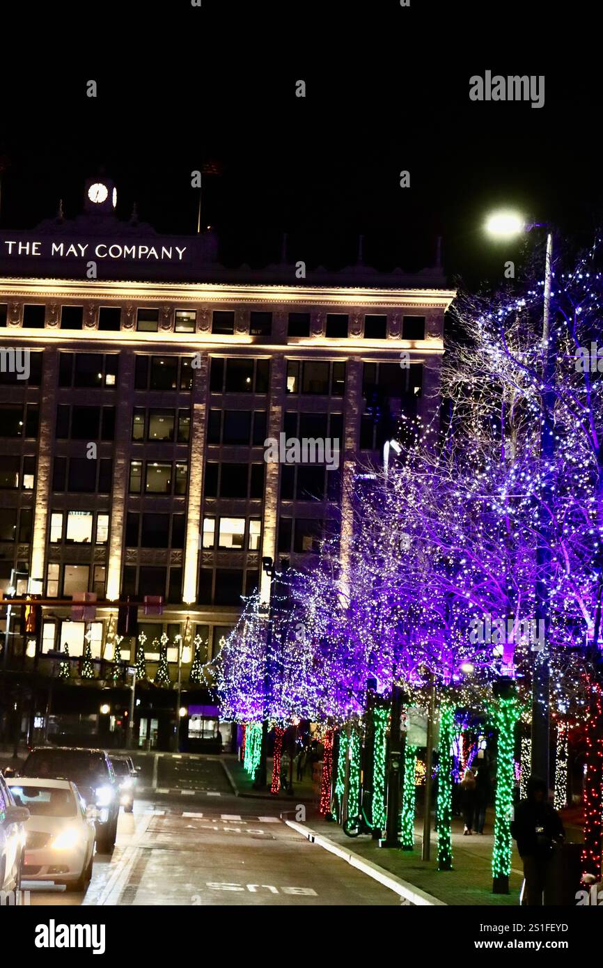 The May Company building by all the Christmas lights and decorations on ...
