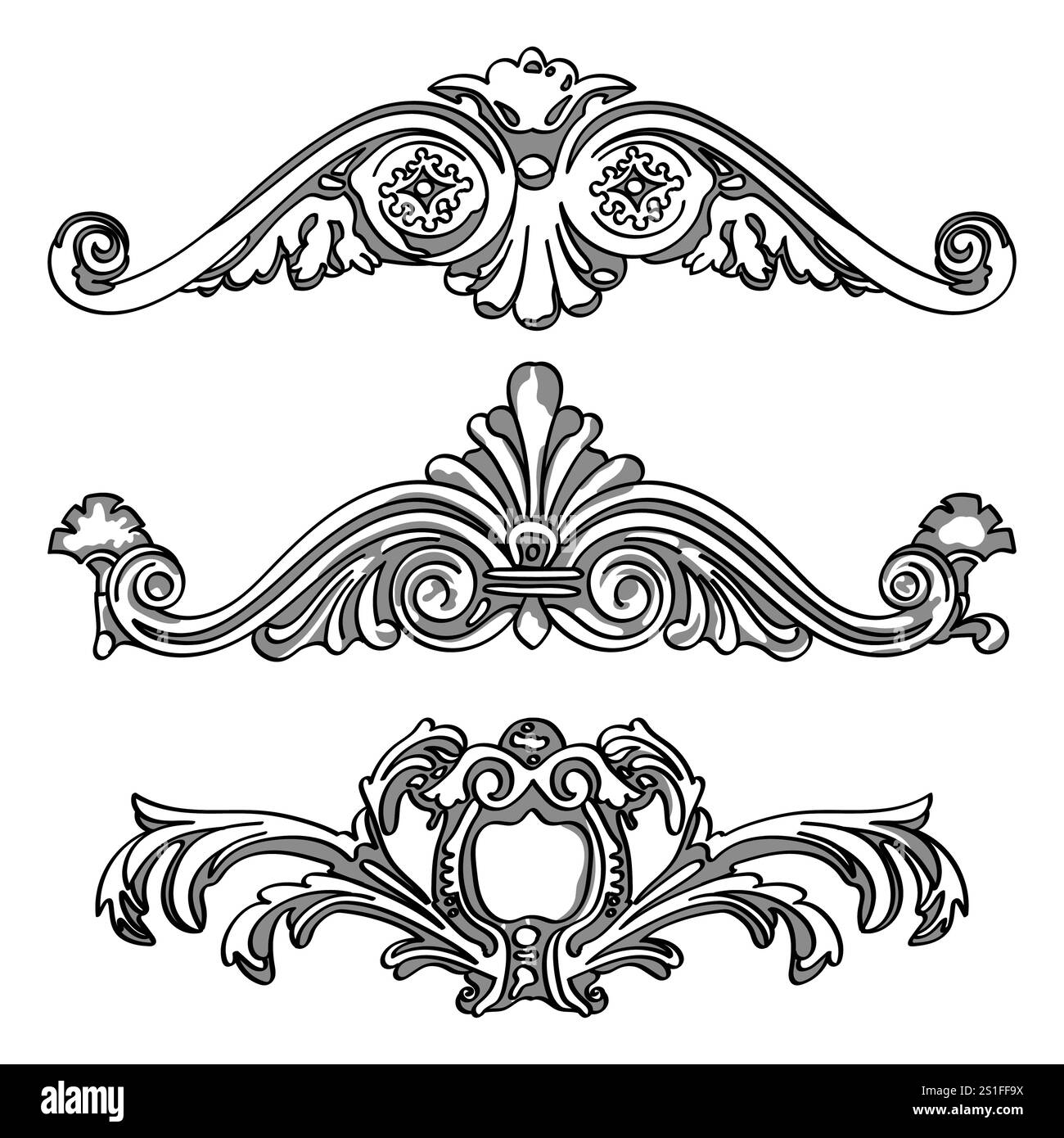 Greek decorative element flower, greek vector shape, stucco decoration ...