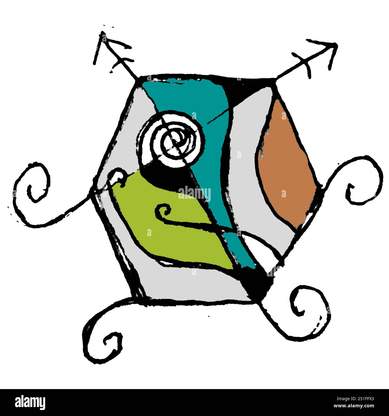 Sketchy colored geometric abstract shape hand drawn isolated on white ...
