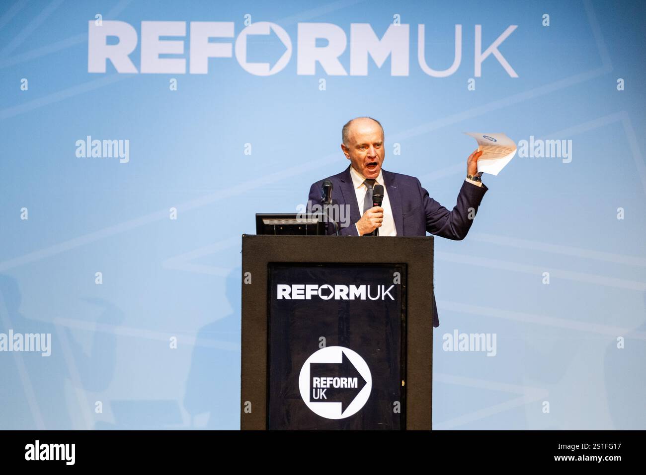 Leicester, UK. 03 01, 2025. Former Conservative MP Marco Longhi holds ...