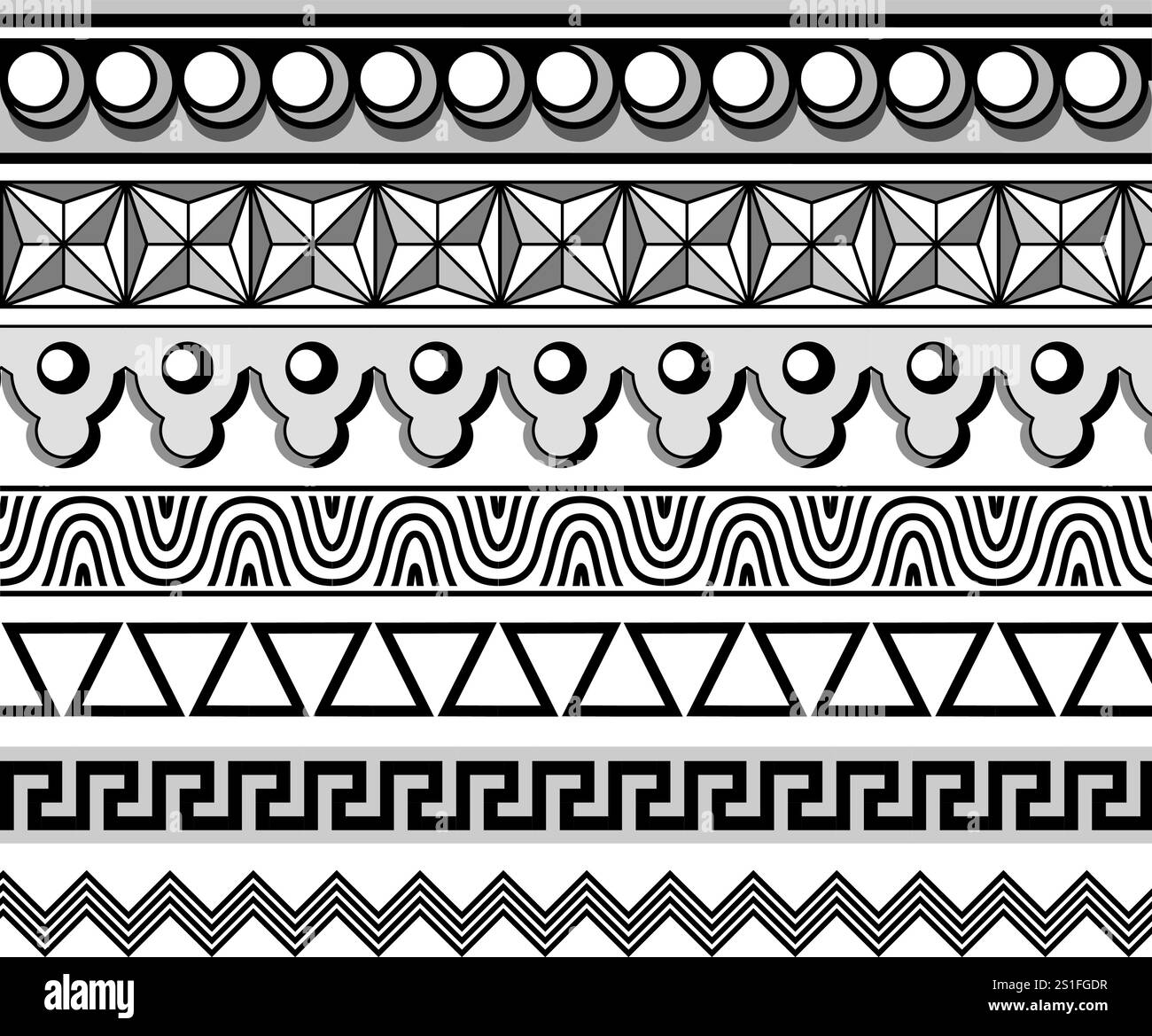Greek motives vector symbols borders, frames set Stock Vector Image ...