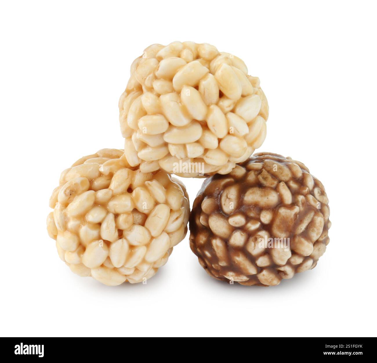 Tasty puffed rice balls isolated on white Stock Photo - Alamy