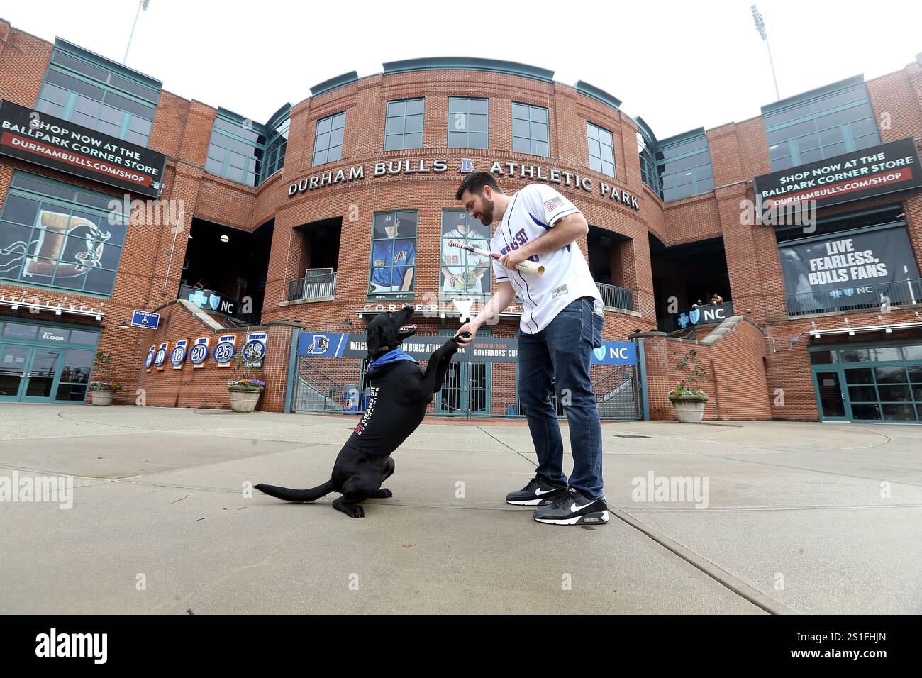 Durham, North Carolina, USA. 3rd Jan, 2025. Ripken the Bat Dog and ...