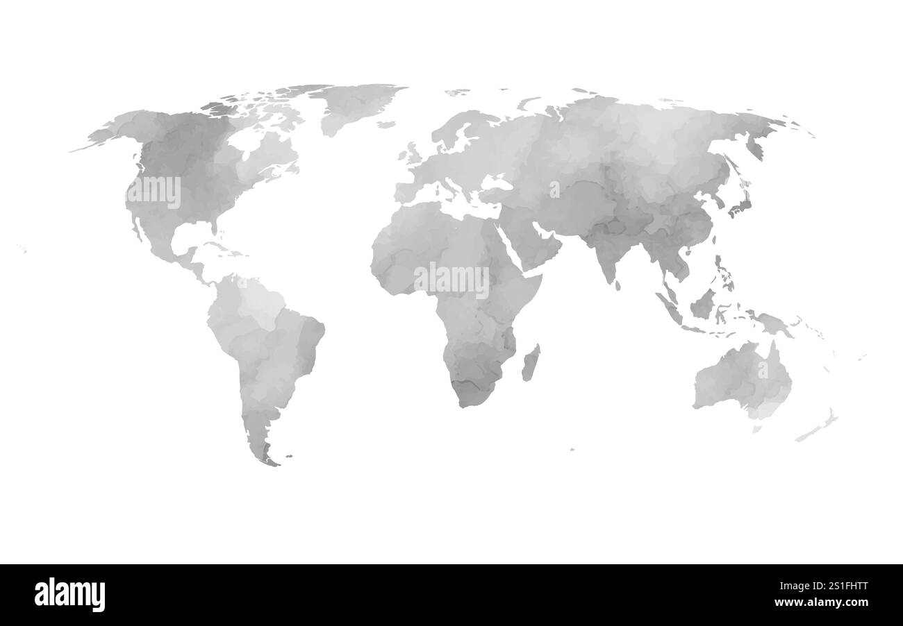 A detailed world map showcases watercolor textures in soft shades ...