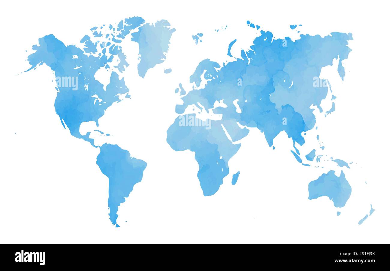 A world map features a watercolor texture in soft blue hues. The design ...
