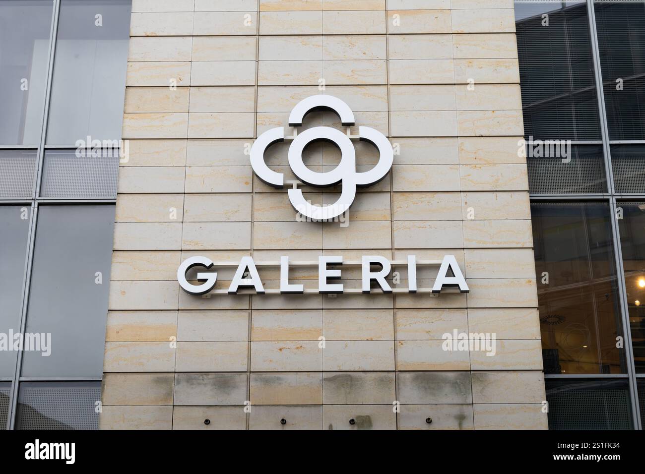 Galeria logo sign of the German department store. Symbol on the ...