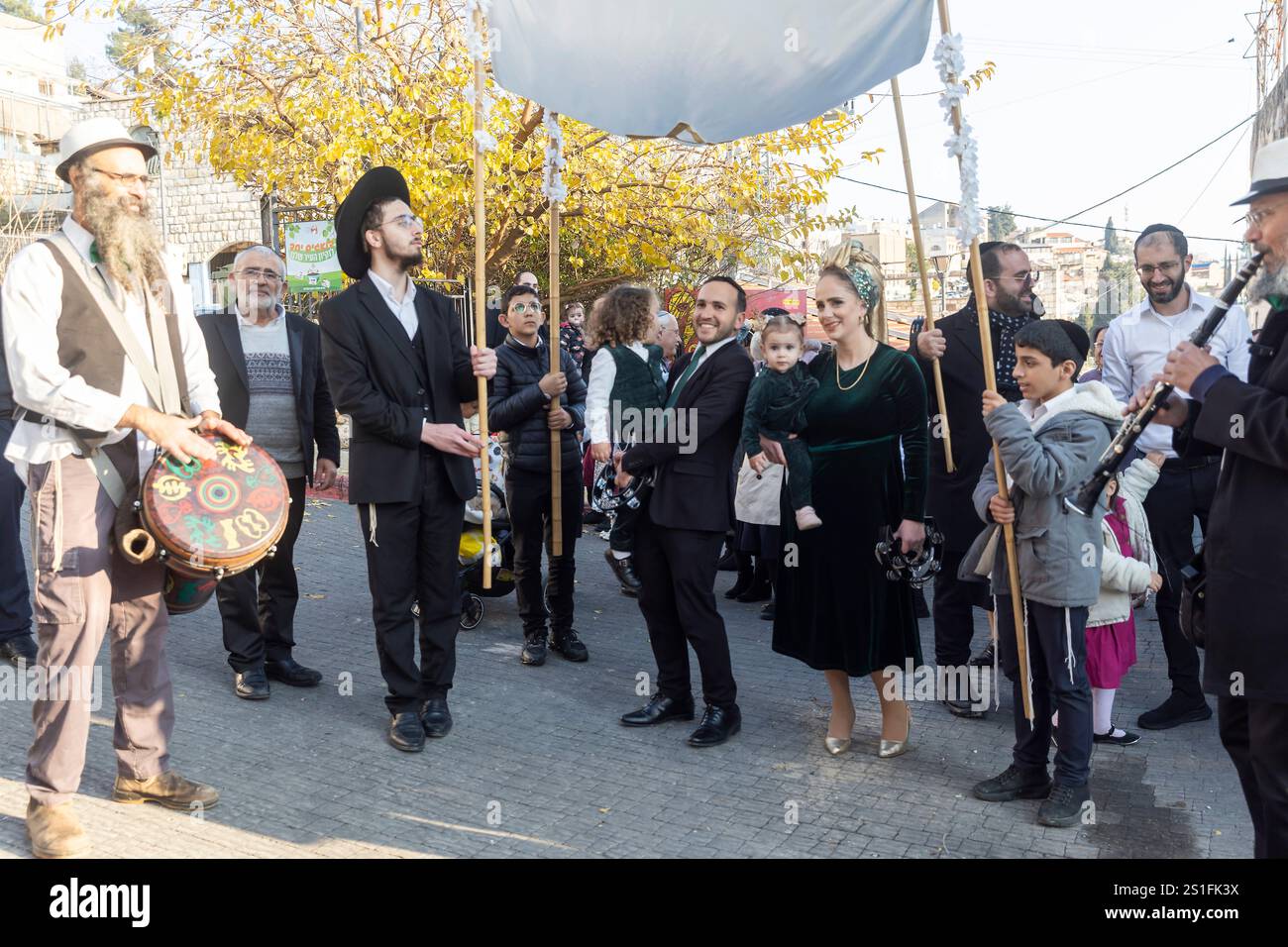 Tzfat, Israel - January 2, 2025, a Jewish Orthodox wedding. The couple ...