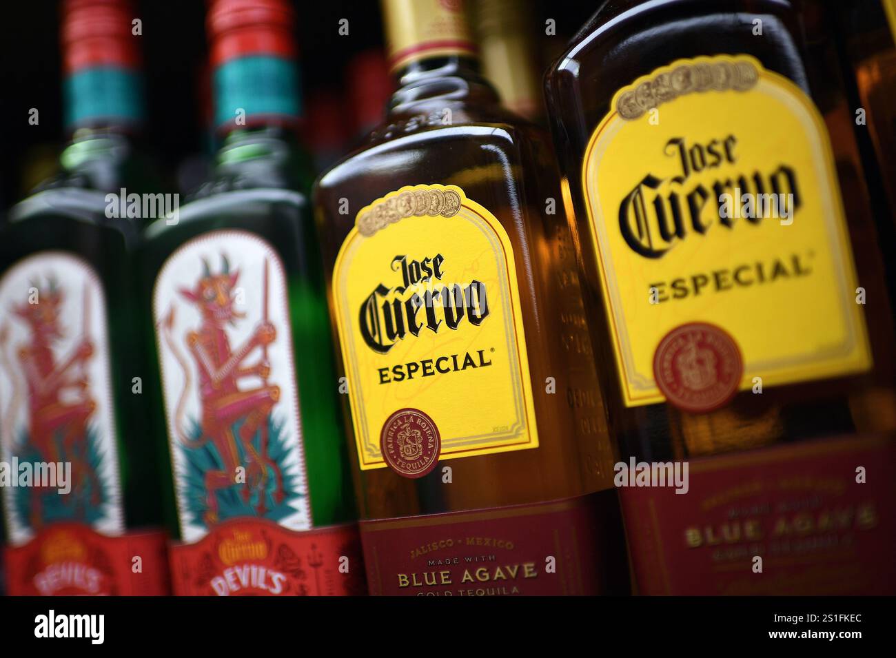 New York, USA. 03rd Jan, 2025. Bottles of tequila alcohol for sale at a ...