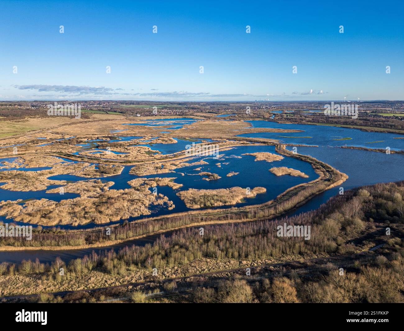 Aerial view of St Aidan’s RSPB Nature Reserve near Leeds, West ...