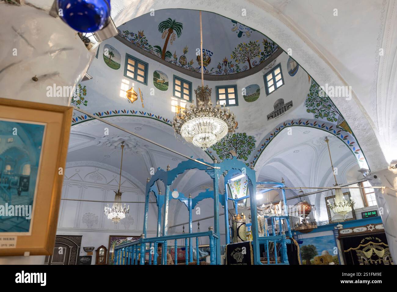 Tzfat, Israel - January 2, 2025, a painted ceiling in the Abuhav ...