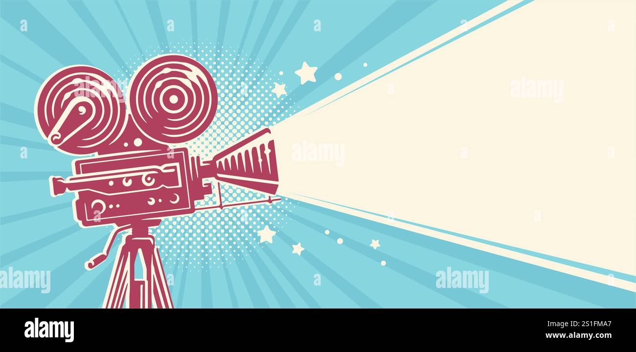 Retro video movie camera shows. Entertainment television show, film ...