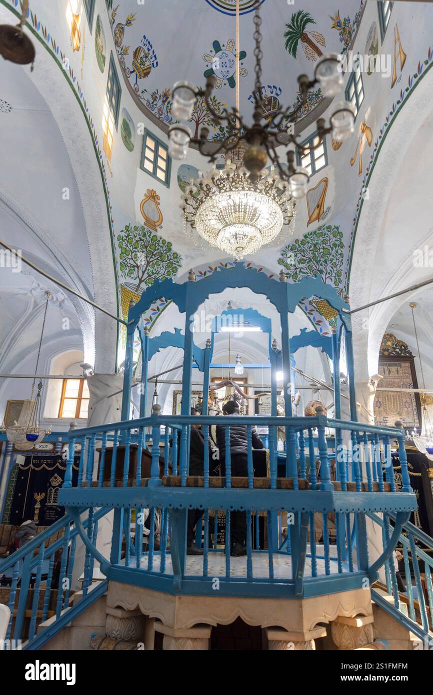 Tzfat, Israel - January 2, 2025, a painted ceiling in the Abuhav ...