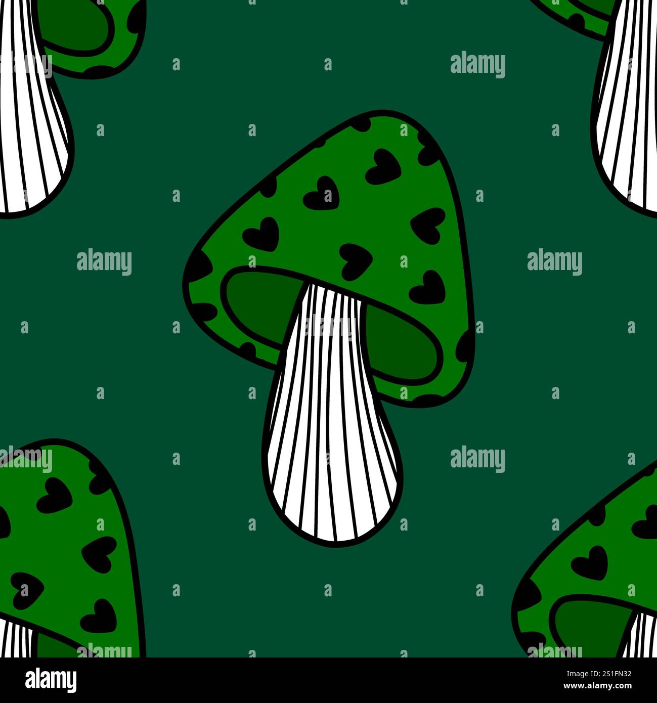 Valentine love hearts seamless 14 February mushrooms pattern for ...