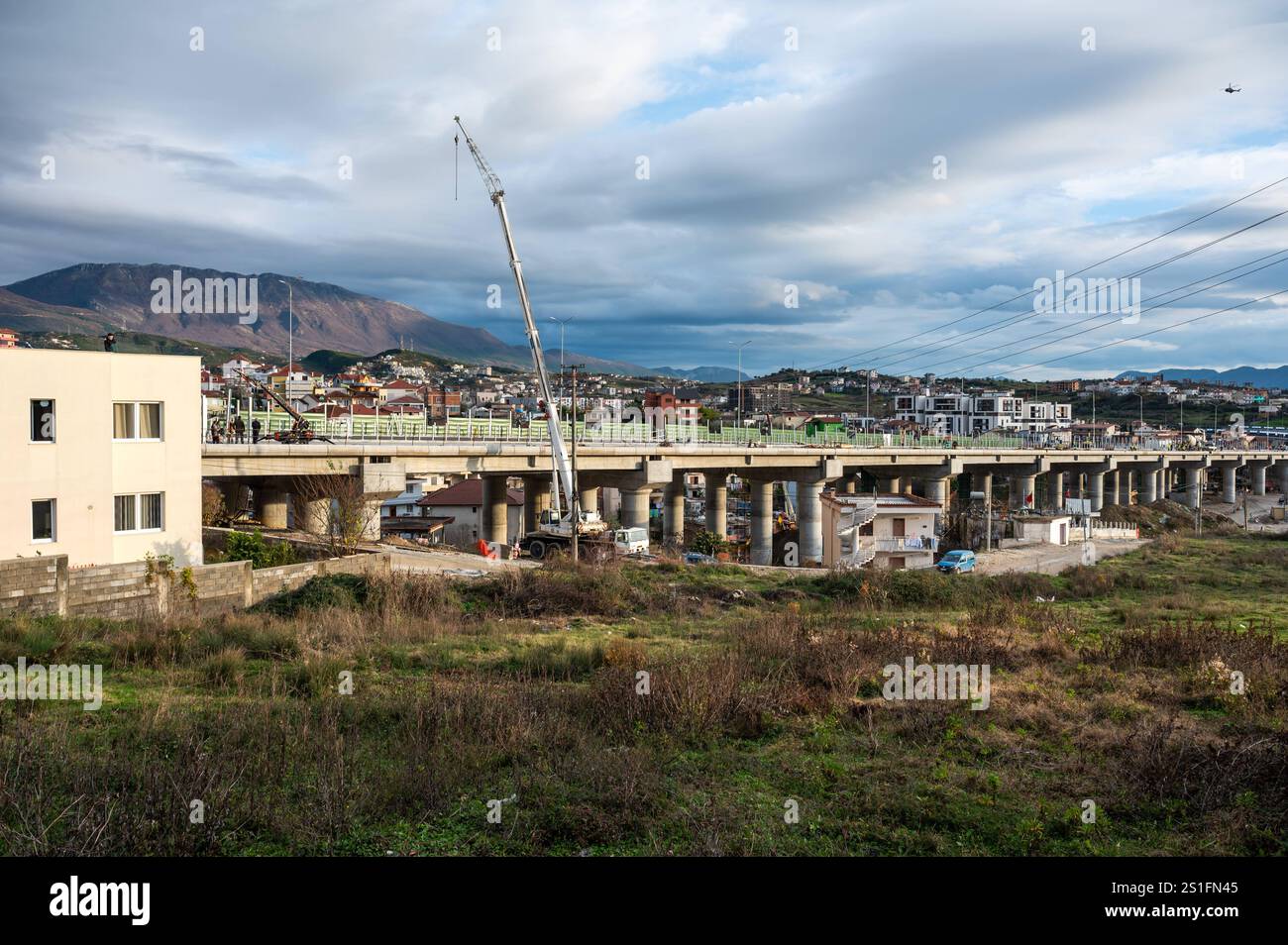 Infrastructure construction works at the suburbs of Tirana, Albania ...