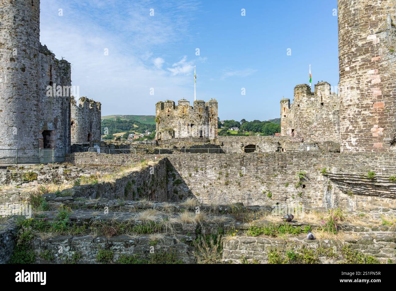 Inside walls of historic Conwy Castle in Wales, United Kingdom Stock ...