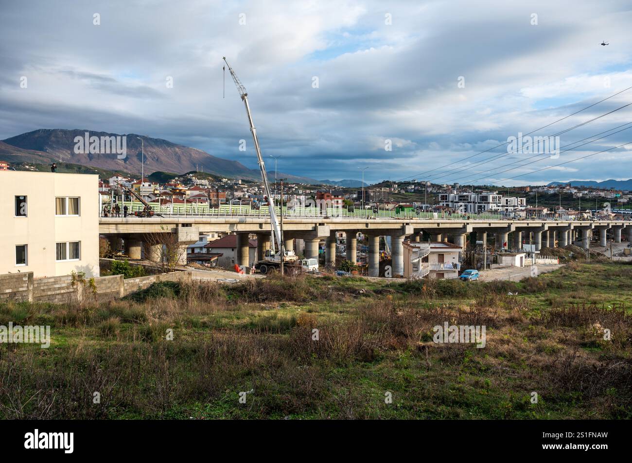 Infrastructure construction works at the suburbs of Tirana, Albania ...