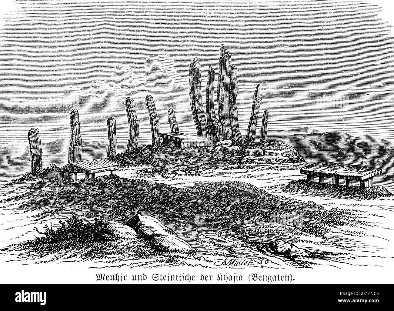 Menhir and stone tables of the Khasi, an indigenous people, today in ...