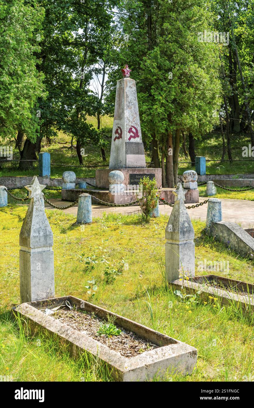 Graves at the Altwarp Soviet Cemetery of Honour, Stettiner Haff nature ...