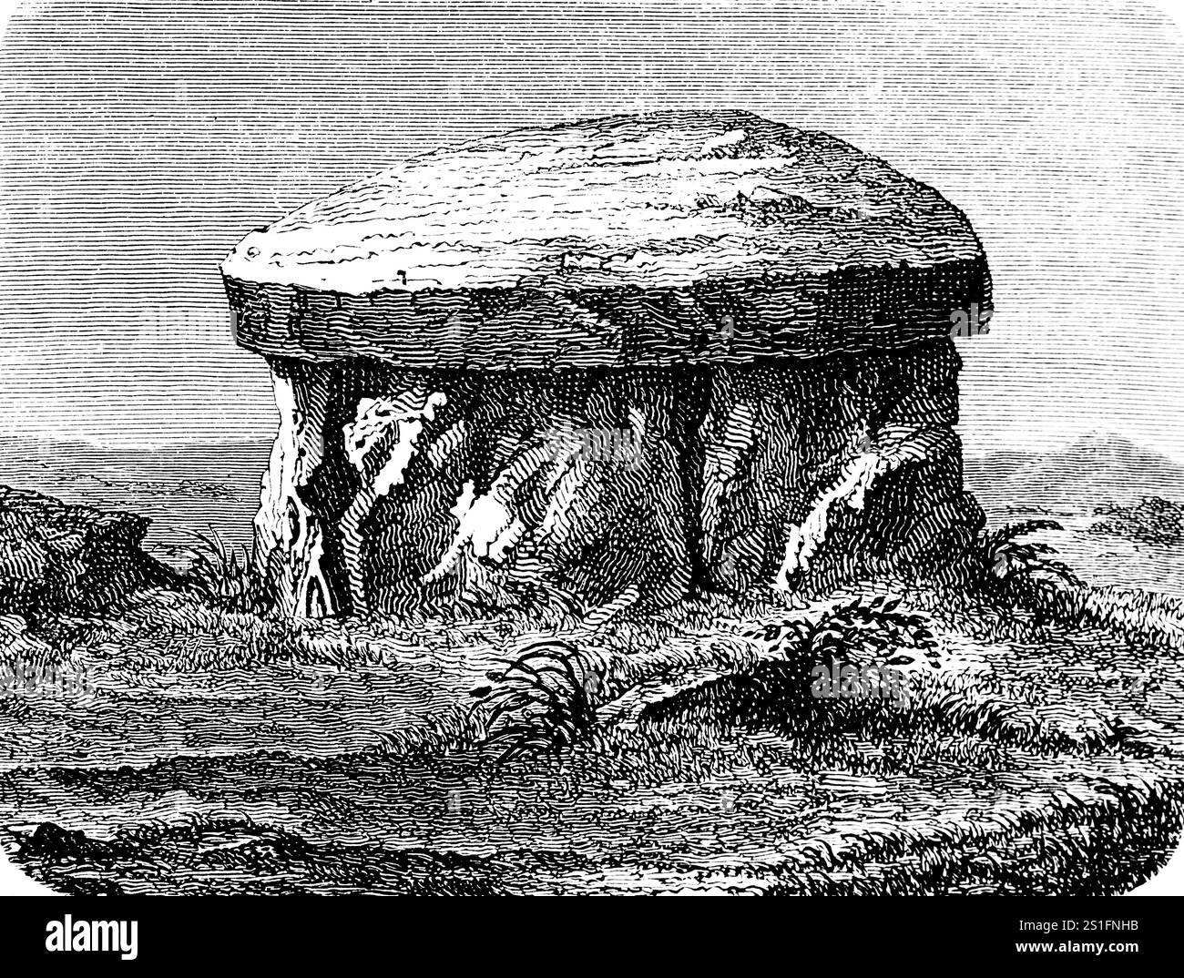 Circular megalithic stone monument in the plain of the Jordan, tomb ...