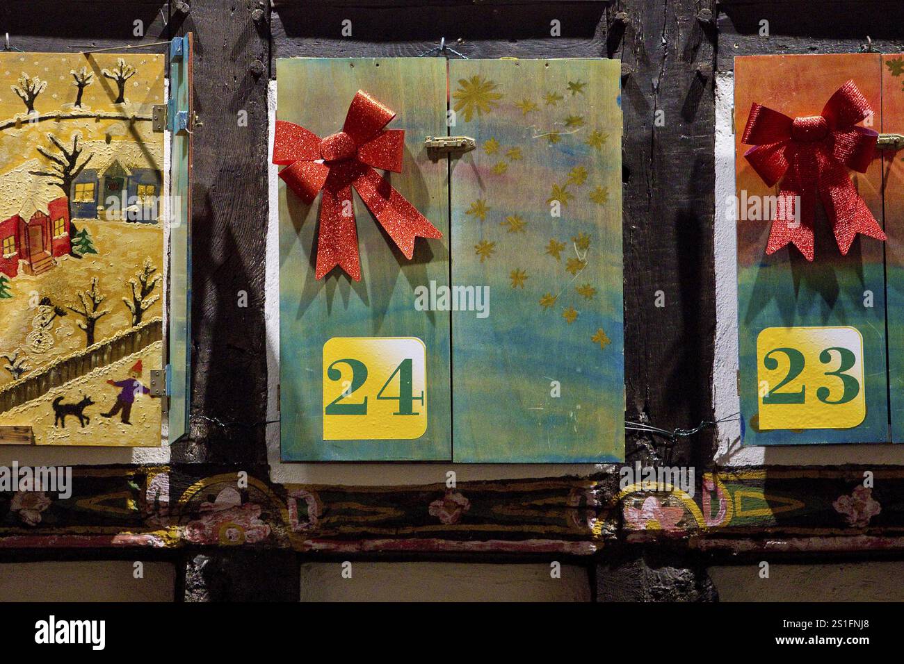 Large Advent Calendar at the Old Town Hall, Nostalgic Christmas Market ...