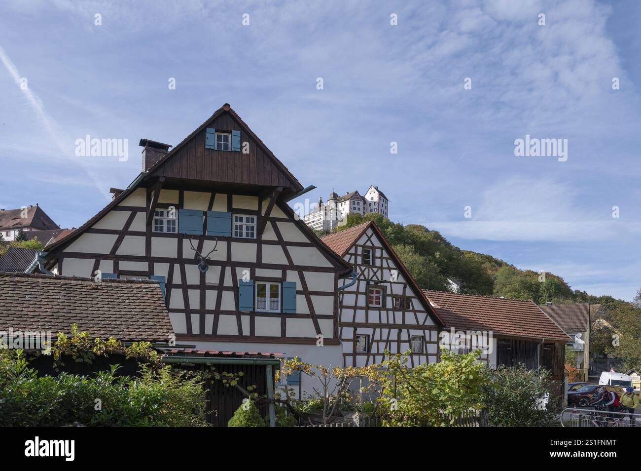 Historic half-timbered houses, above Egloffstein Castle, Upper ...