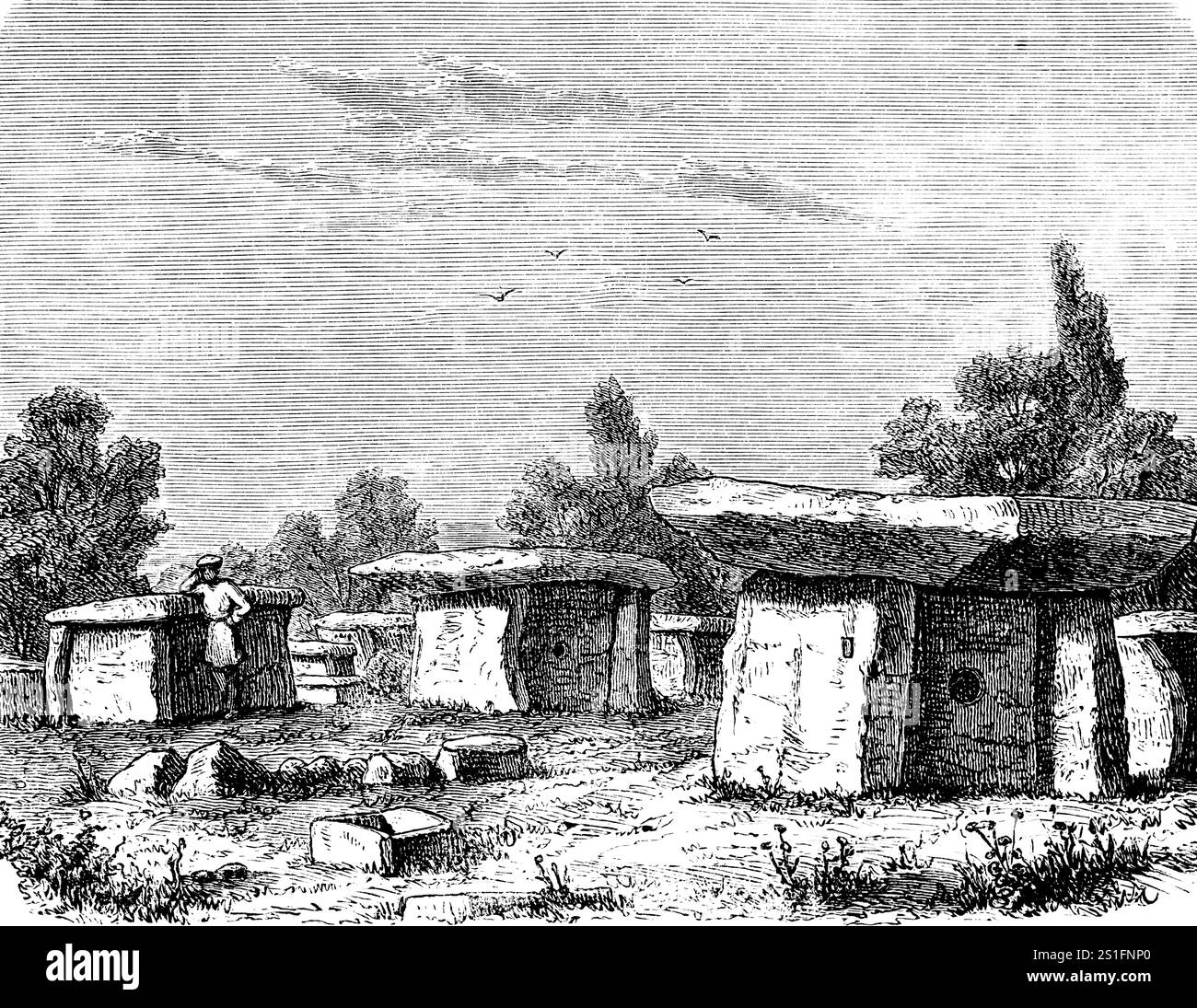 Prehistoric megalithic structure Black and White Stock Photos & Images ...