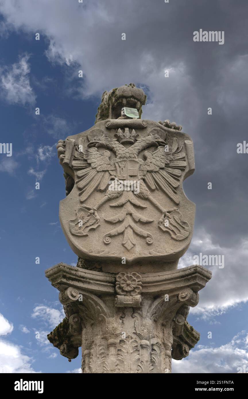 Lion fountain from the Renaissance period 1557, the lion holds a shield ...