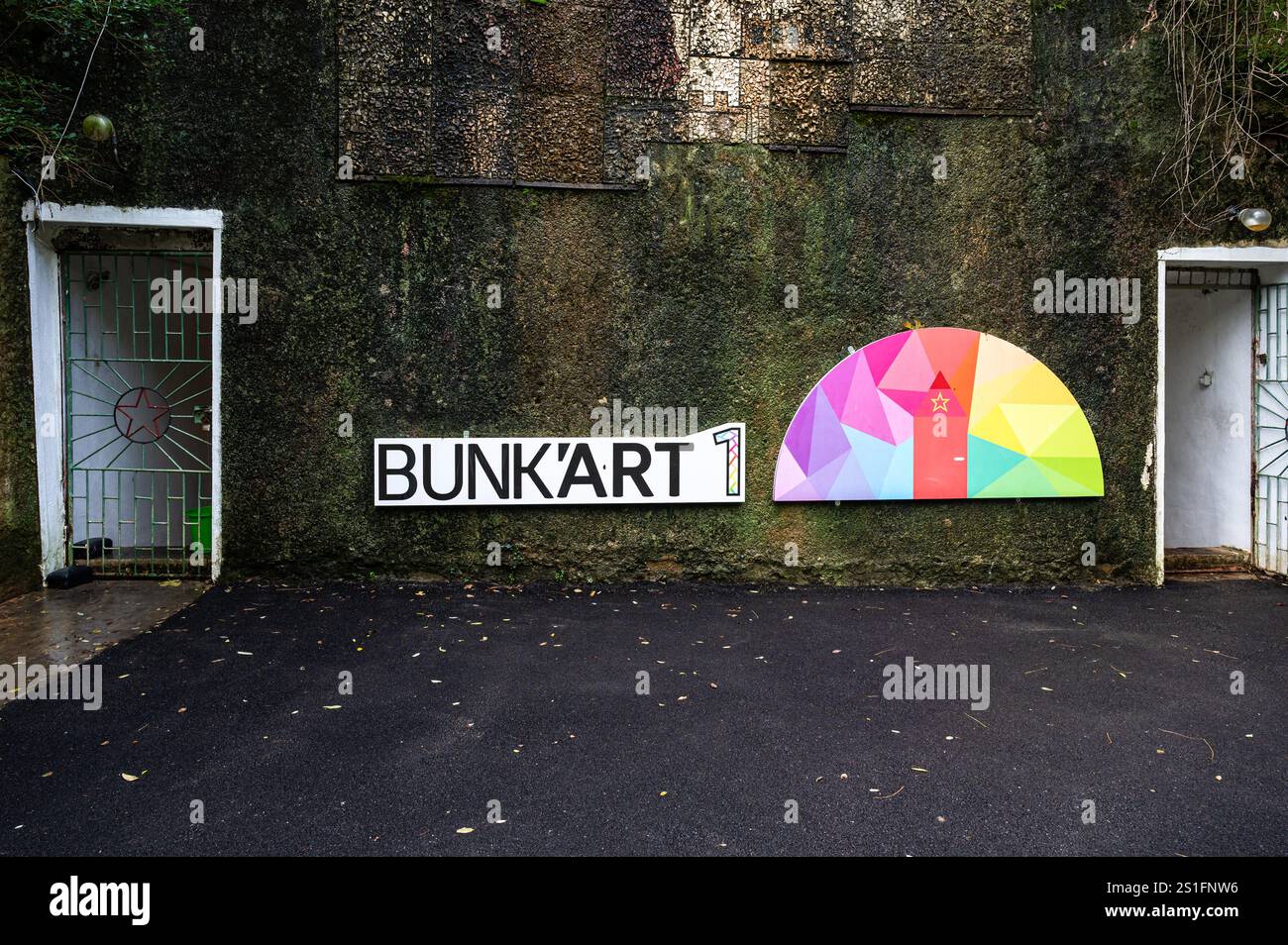 Sign and entrance of the Bunk'Art 1 museum in Tirana, Albania, DEC 10 ...