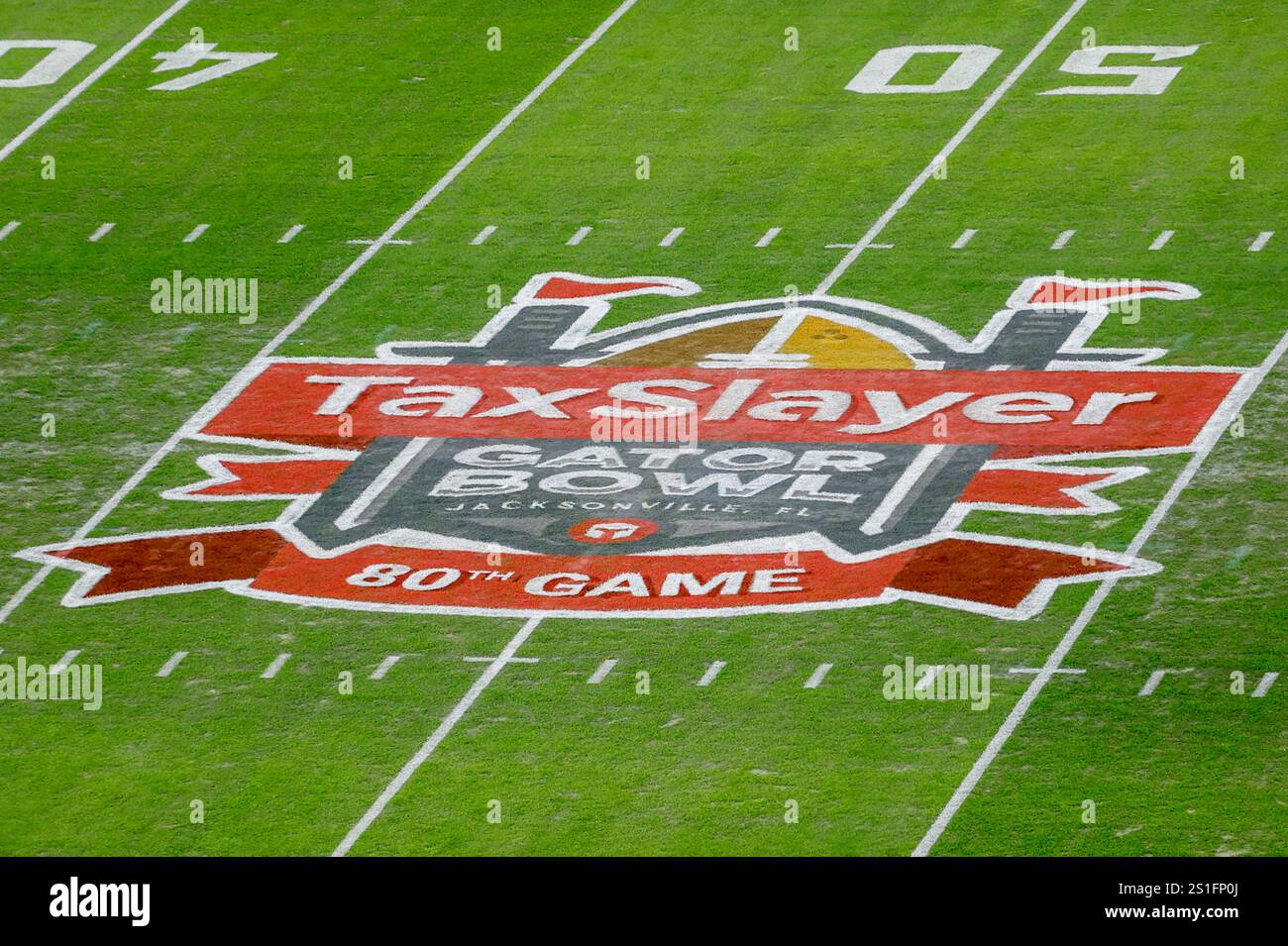 JACKSONVILLE, FL - JANUARY 02: A detailed debit of the TaxSlayer Gator ...