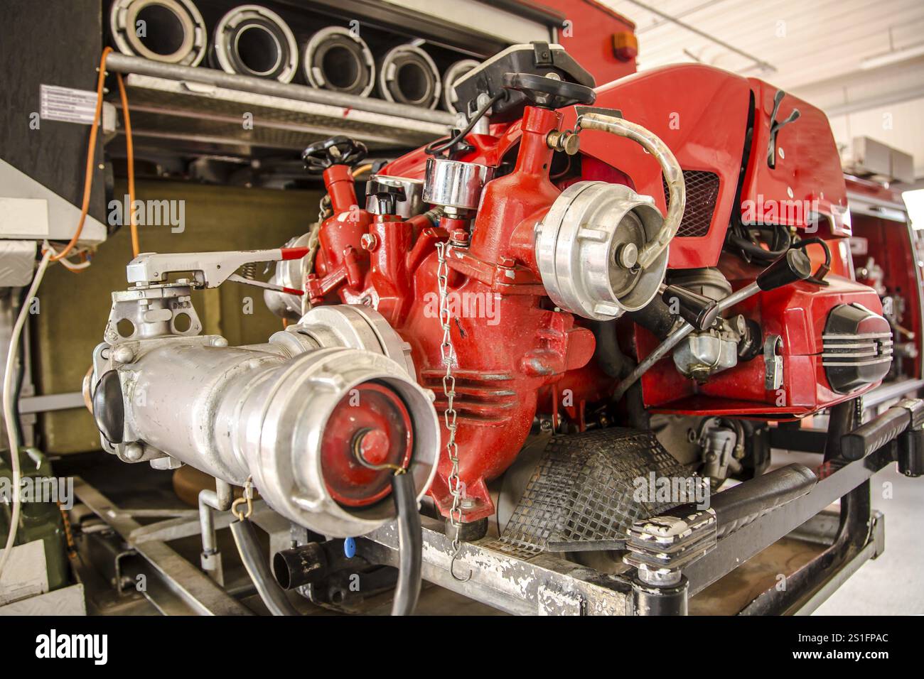 Fire brigade portable pump in detail Stock Photo - Alamy