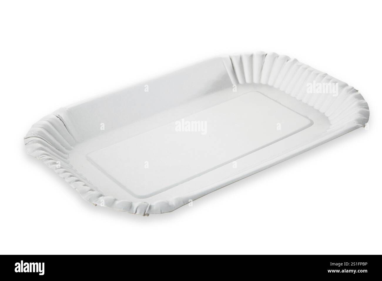 Empty paper plate cropped on a white background Stock Photo - Alamy
