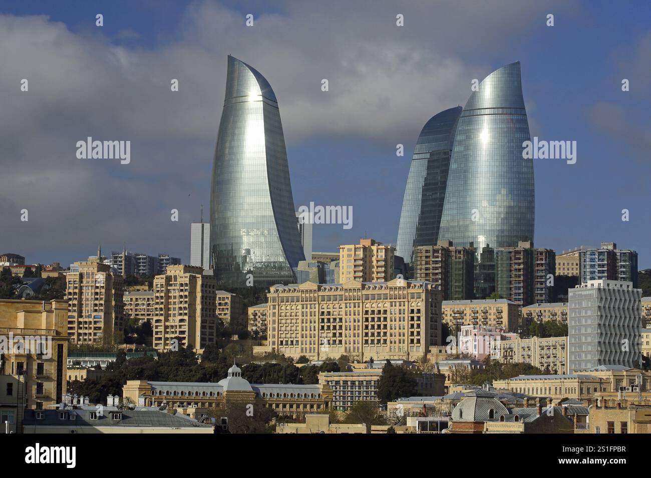 Baku, high-rise buildings, city centre, Azerbaijan, Asia Stock Photo ...