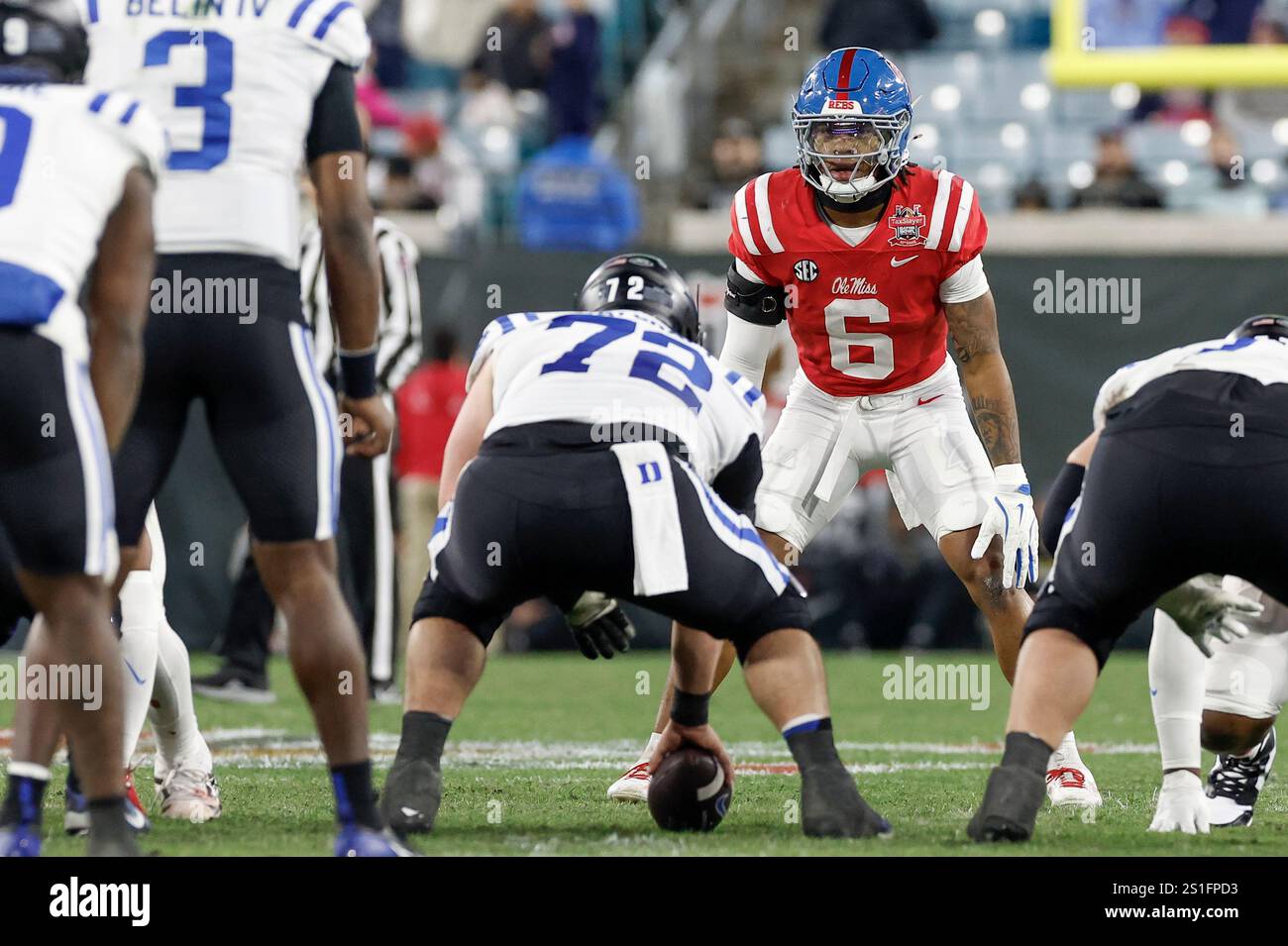 JACKSONVILLE, FL - JANUARY 02: Mississippi Rebels linebacker TJ Dottery ...