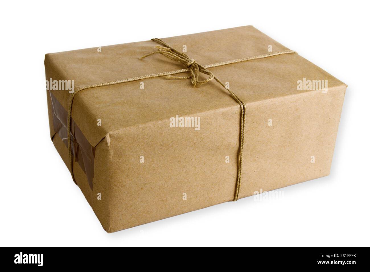 Brown parcel cropped on a white background Stock Photo - Alamy