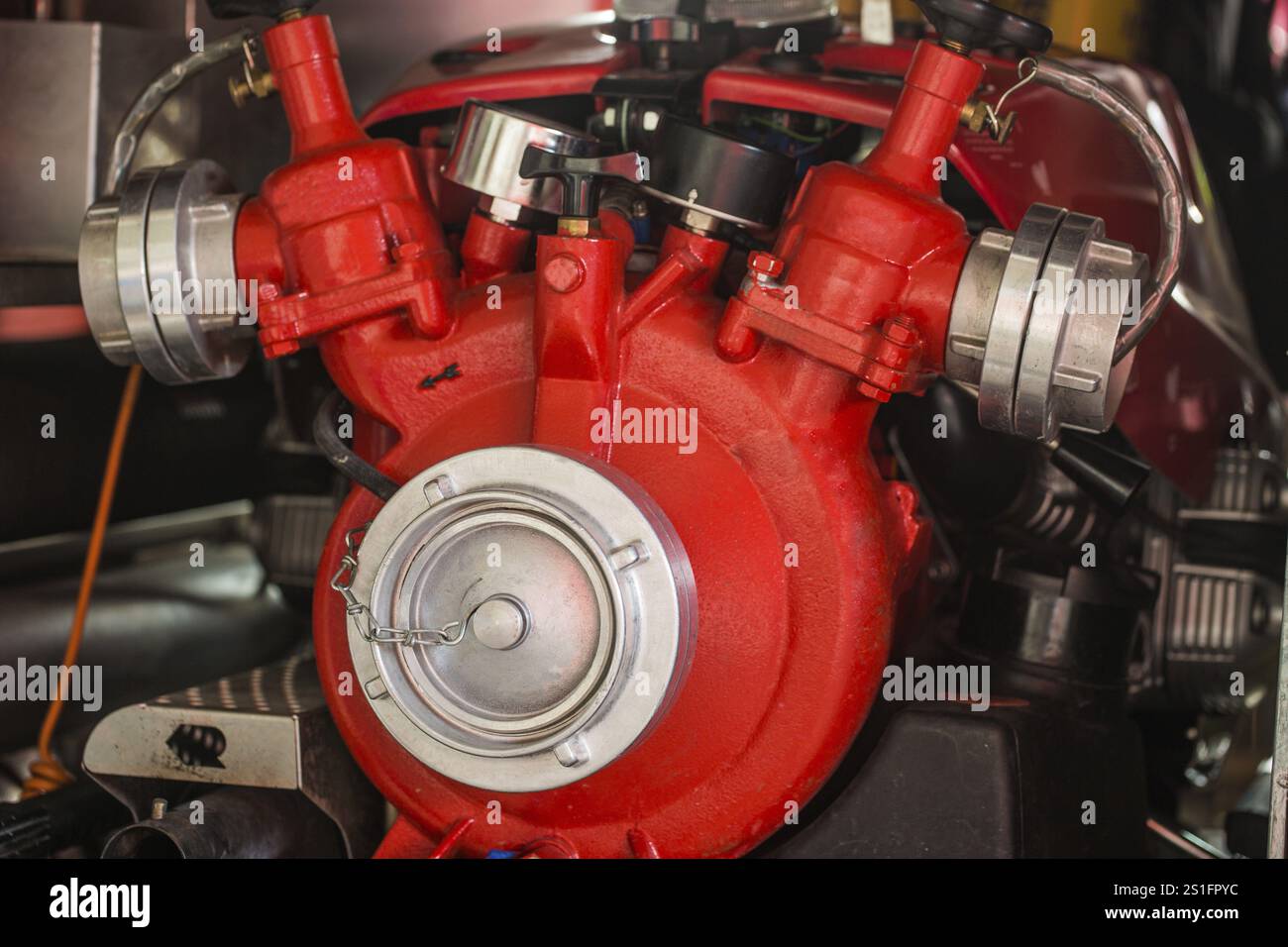 Fire brigade hose coupling in detail Stock Photo - Alamy