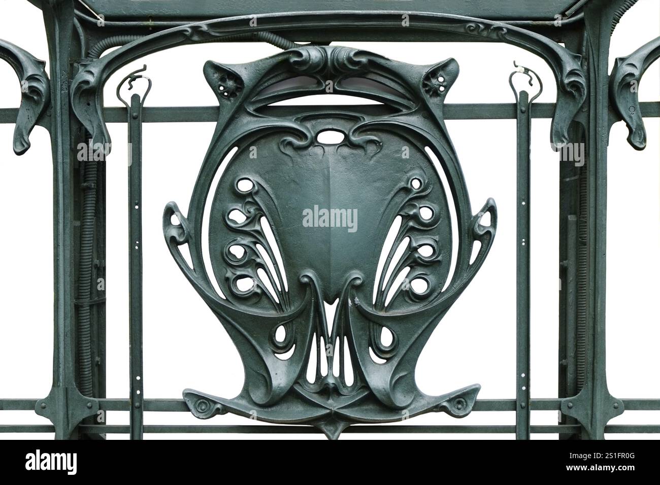 Railing element of a Paris metro station with typical floral Art ...