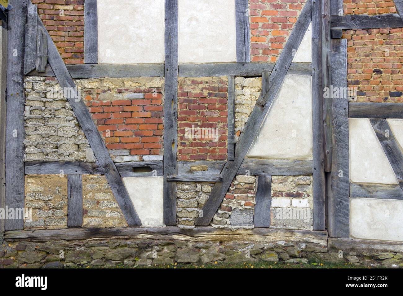 Historical half-timbered construction in detail - in Hesse, Germany ...